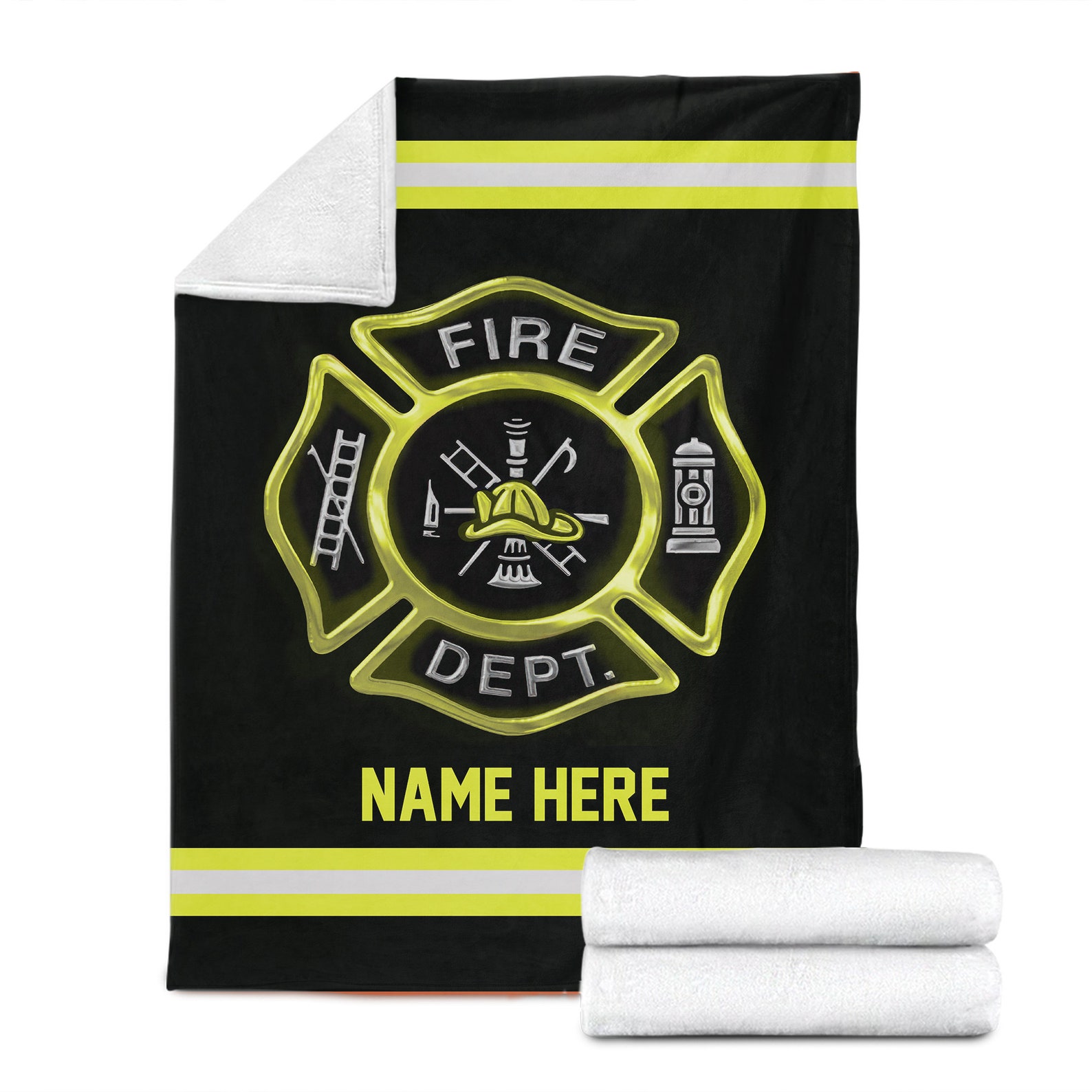 Personalized Firefighter Blanket, Custom Name Soft Cozy Sherpa Fleece ...
