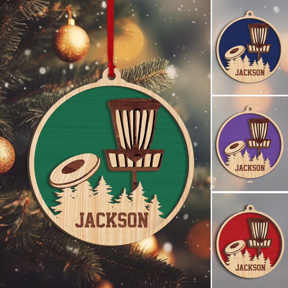 Personalized Disc Golf Layered Wood Ornament, Custom Disc Golf ...