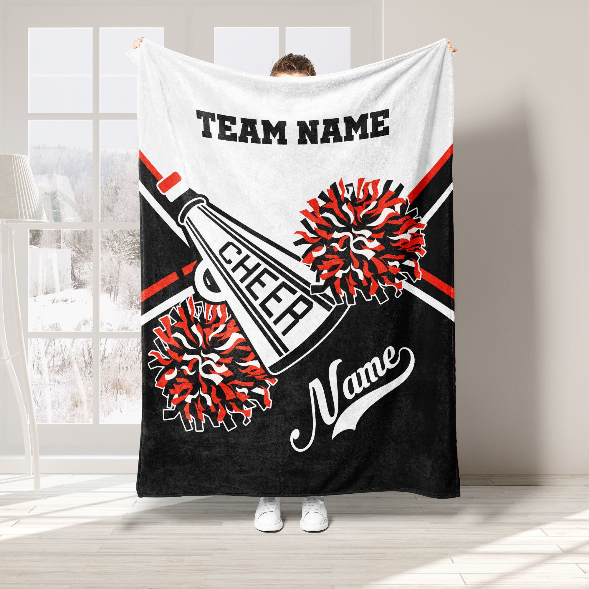 Personalized Cheerleading Blanket, Custom Name Soft Cozy Sherpa Fleece ...