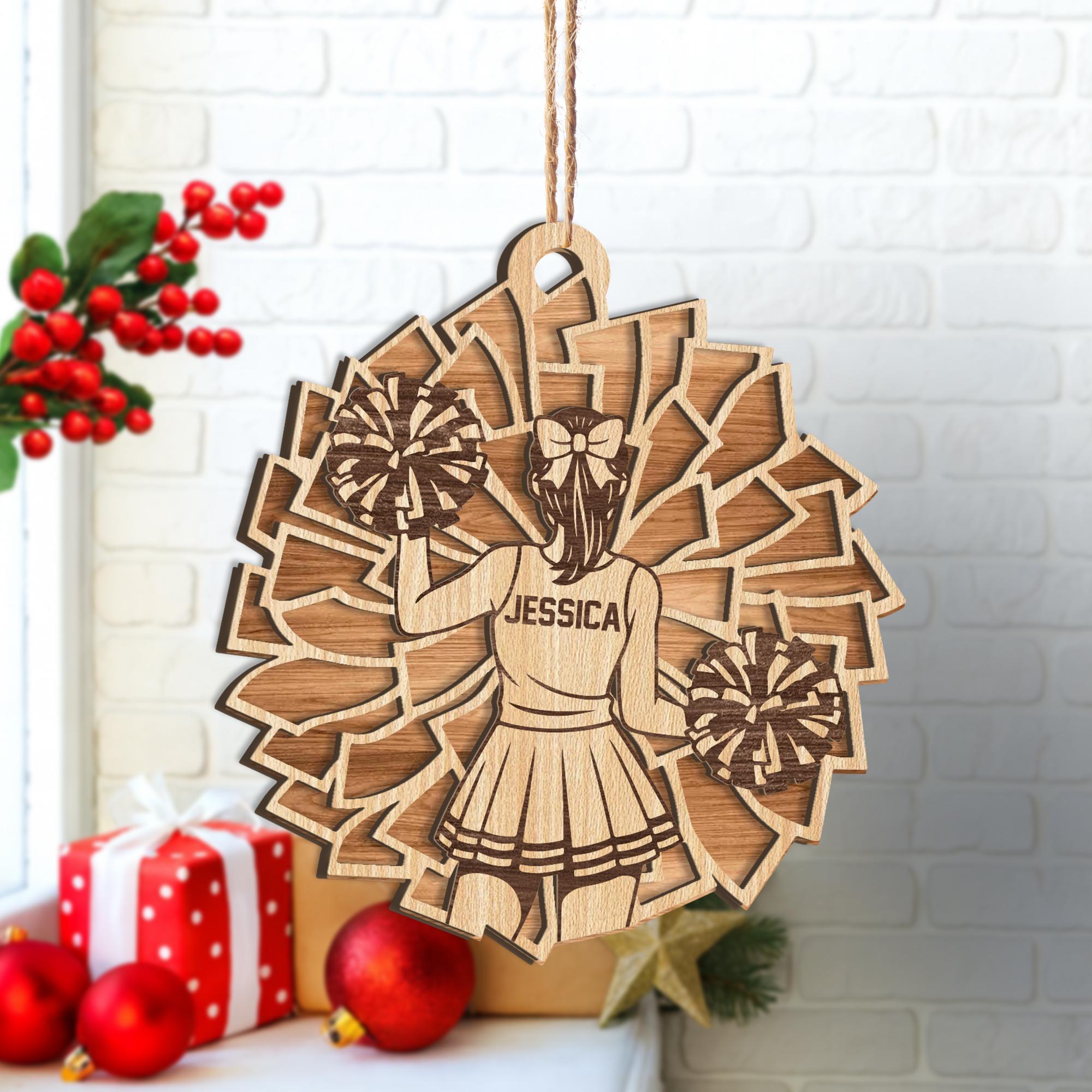 Personalized Cheerleading Layered Wood Ornament, Custom Cheer Christmas ...