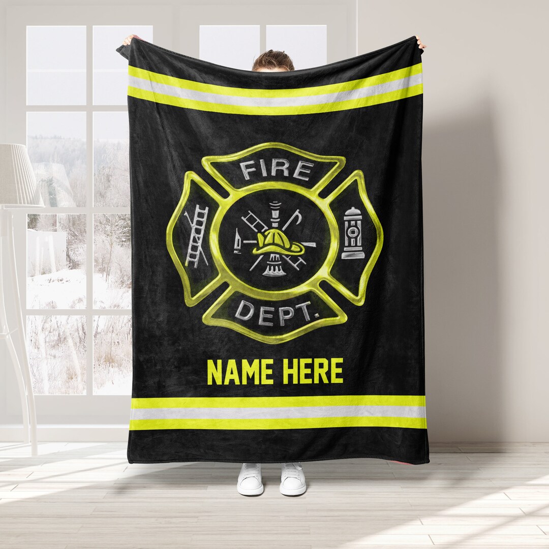 Personalized Firefighter Blanket, Custom Name Soft Cozy Sherpa Fleece ...