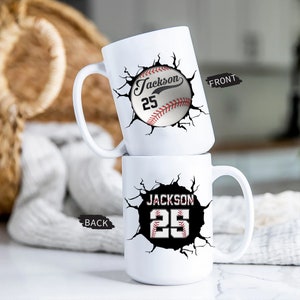 Personalized Baseball Mug, Baseball Coffee Mug, Custom Name Number ...