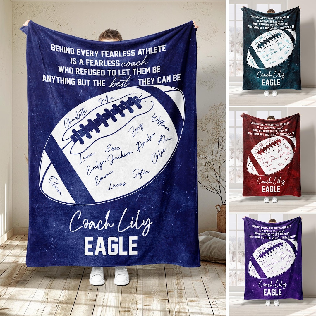 Personalized Football Coach Blanket, Custom Name Soft Cozy Sherpa ...
