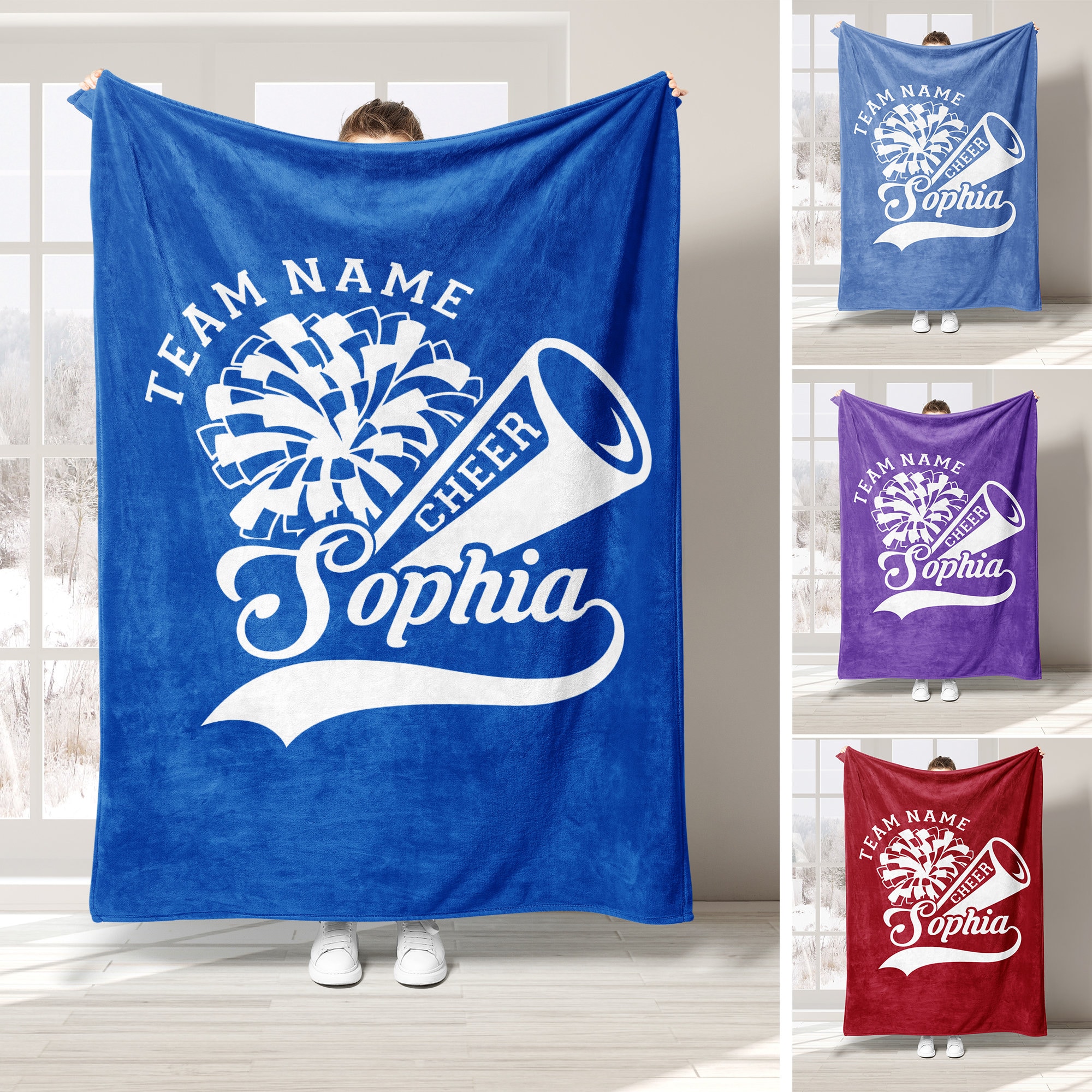 Personalized Cheerleading Blanket, Custom Name Soft Cozy Sherpa Fleece ...