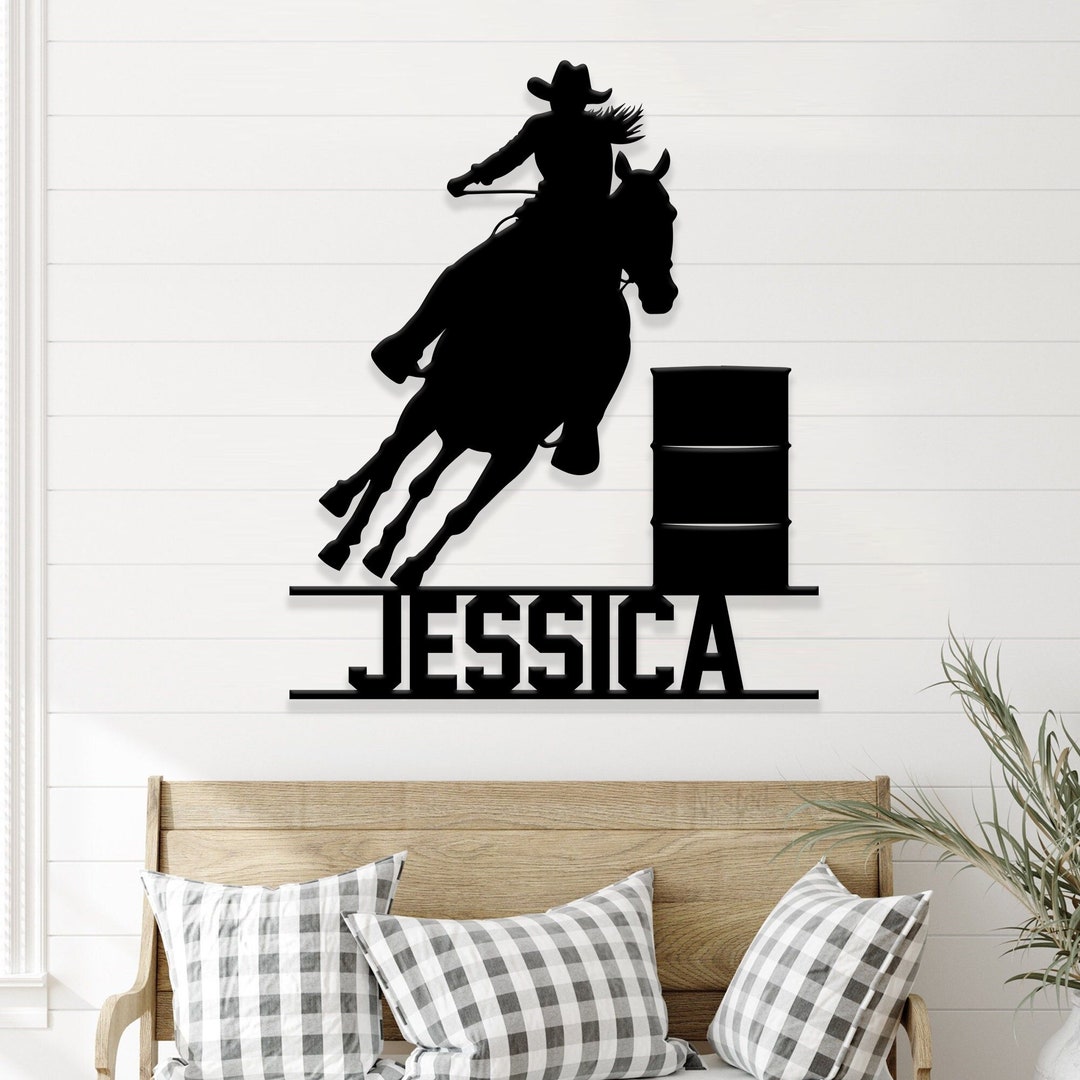 Personalized Barrel Racing Metal Sign, Rodeo Sign, Custom Name Room ...