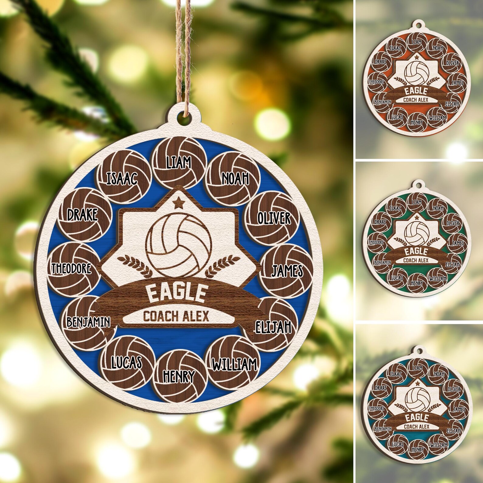 Personalized Volleyball Layered Wood Ornament, Custom Volleyball ...
