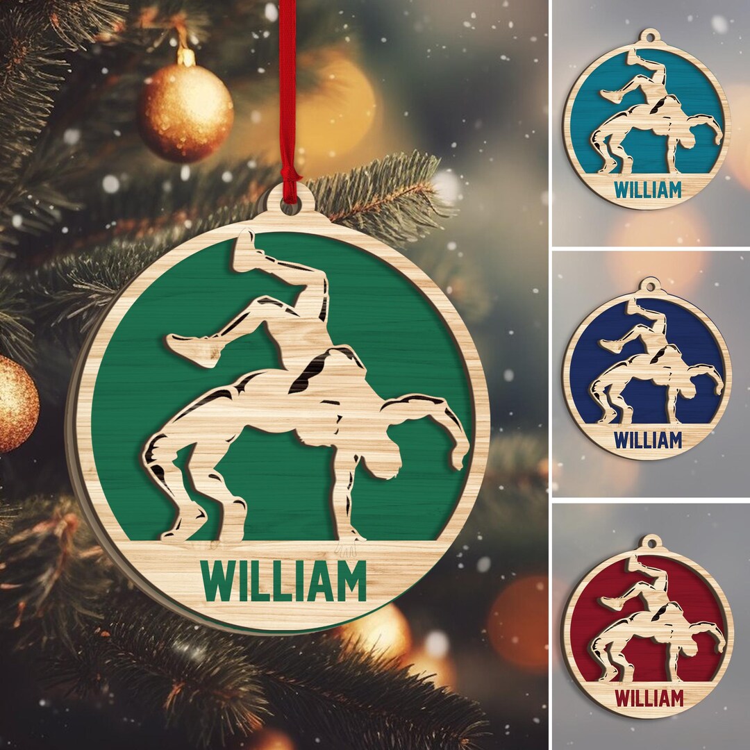 Personalized Wrestling Layered Wood Ornament, Custom Wrestling ...