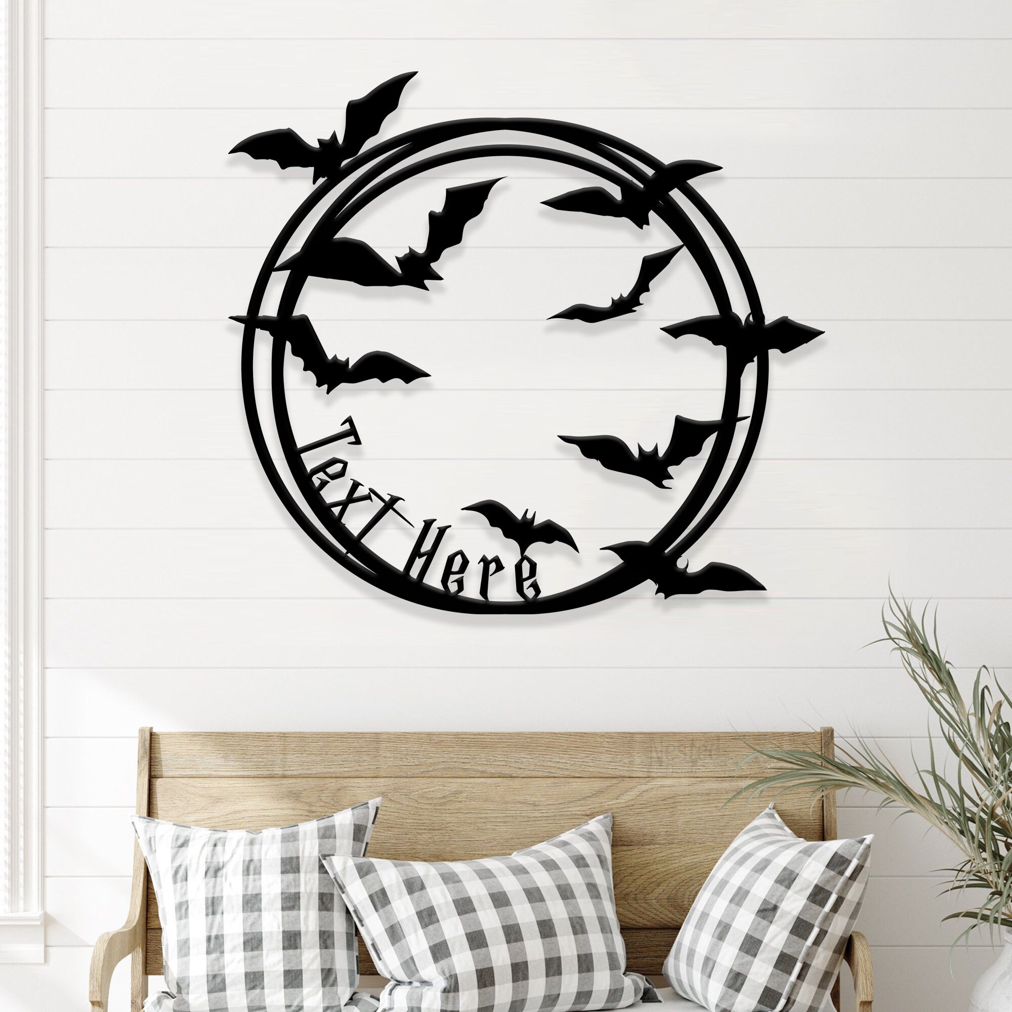 Personalized Bat Metal Sign, Halloween Bat Sign, Custom Name Room Sign ...