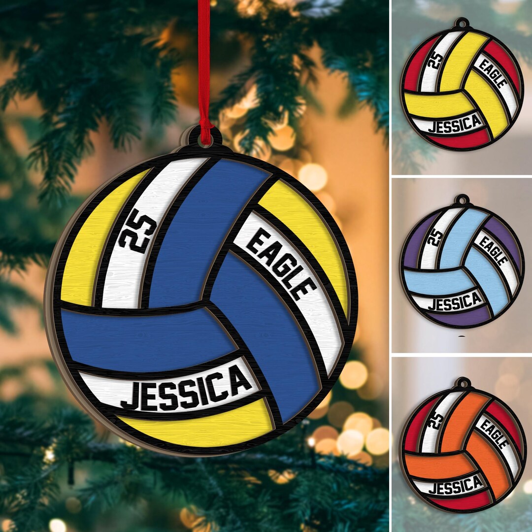 Personalized Volleyball Layered Wood Ornament, Custom Volleyball ...
