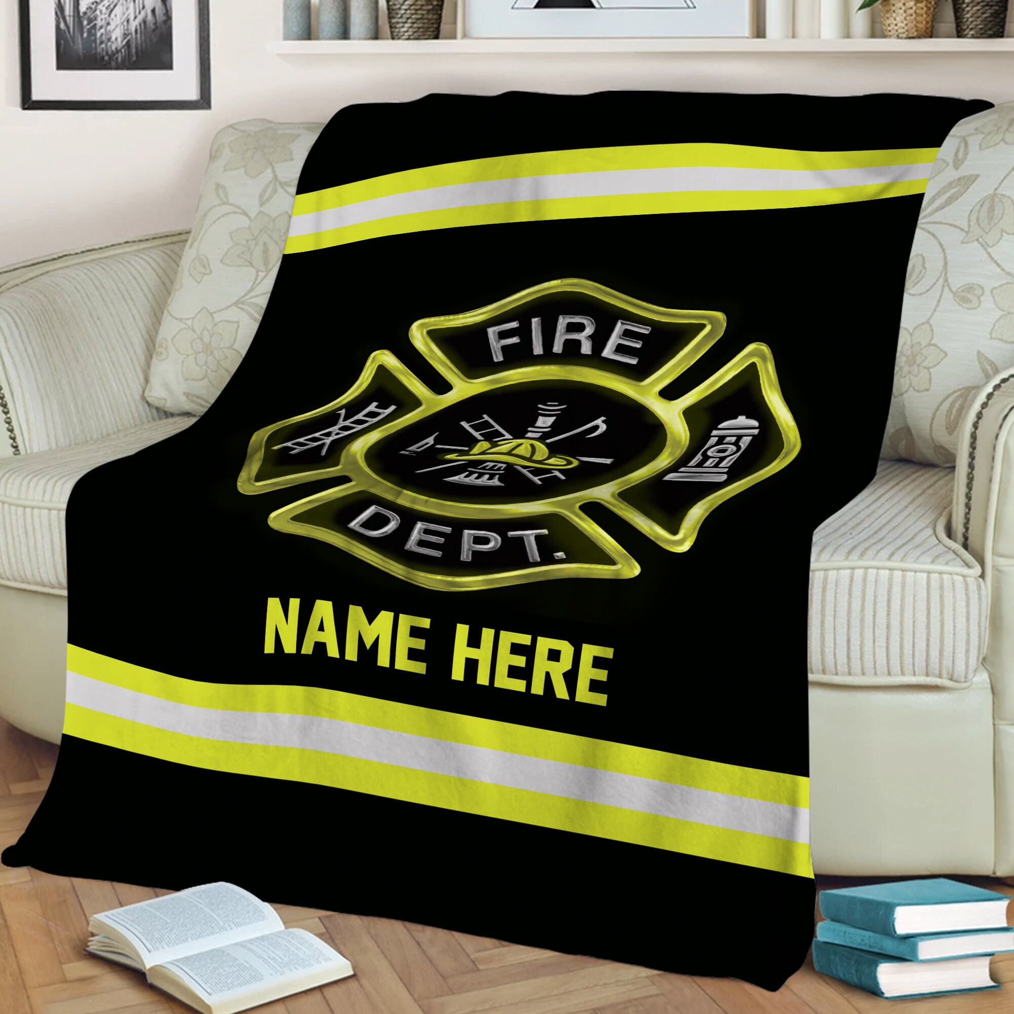 Personalized Firefighter Blanket, Custom Name Soft Cozy Sherpa Fleece ...