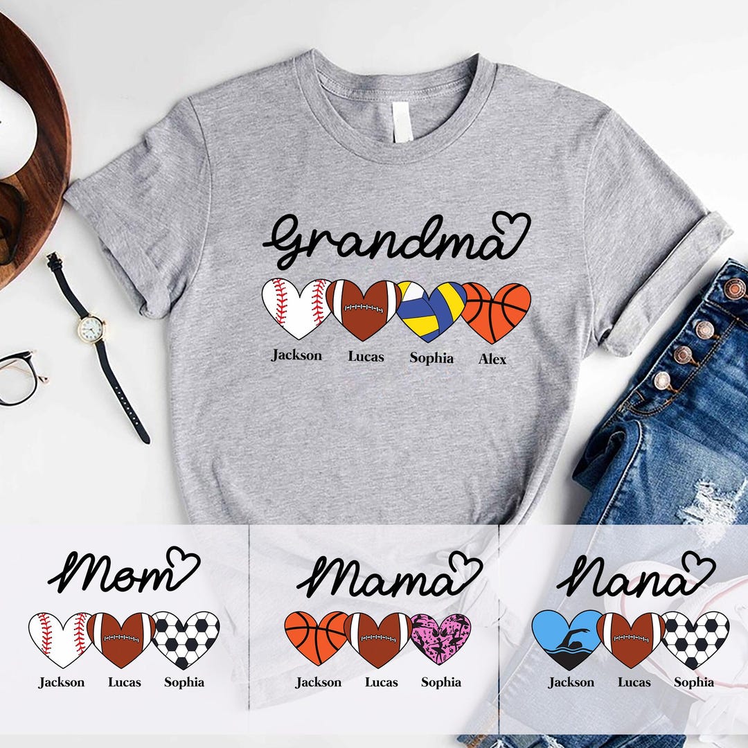 Personalized Sports Grandma T-shirt, Sports Mom Shirts, Custom Kid's ...