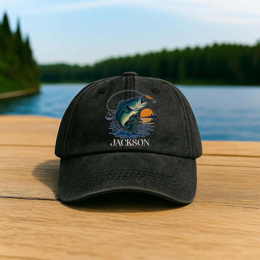 Personalized Fishing Embroidered Cap, Fishing Embroidered Hat, Custom ...