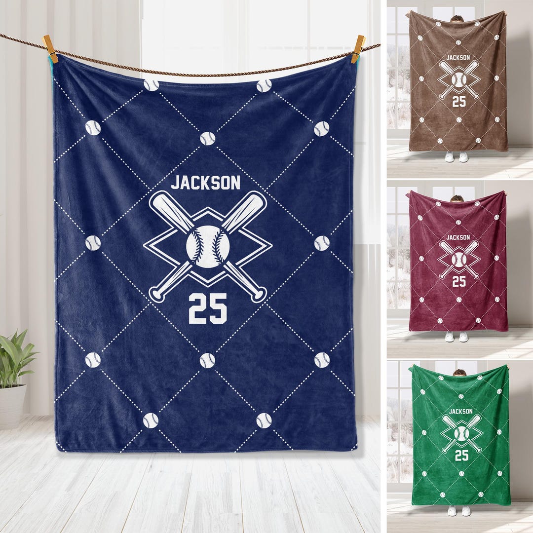 Personalized Baseball Mom Blanket, Custom Baseball Player Soft Cozy ...