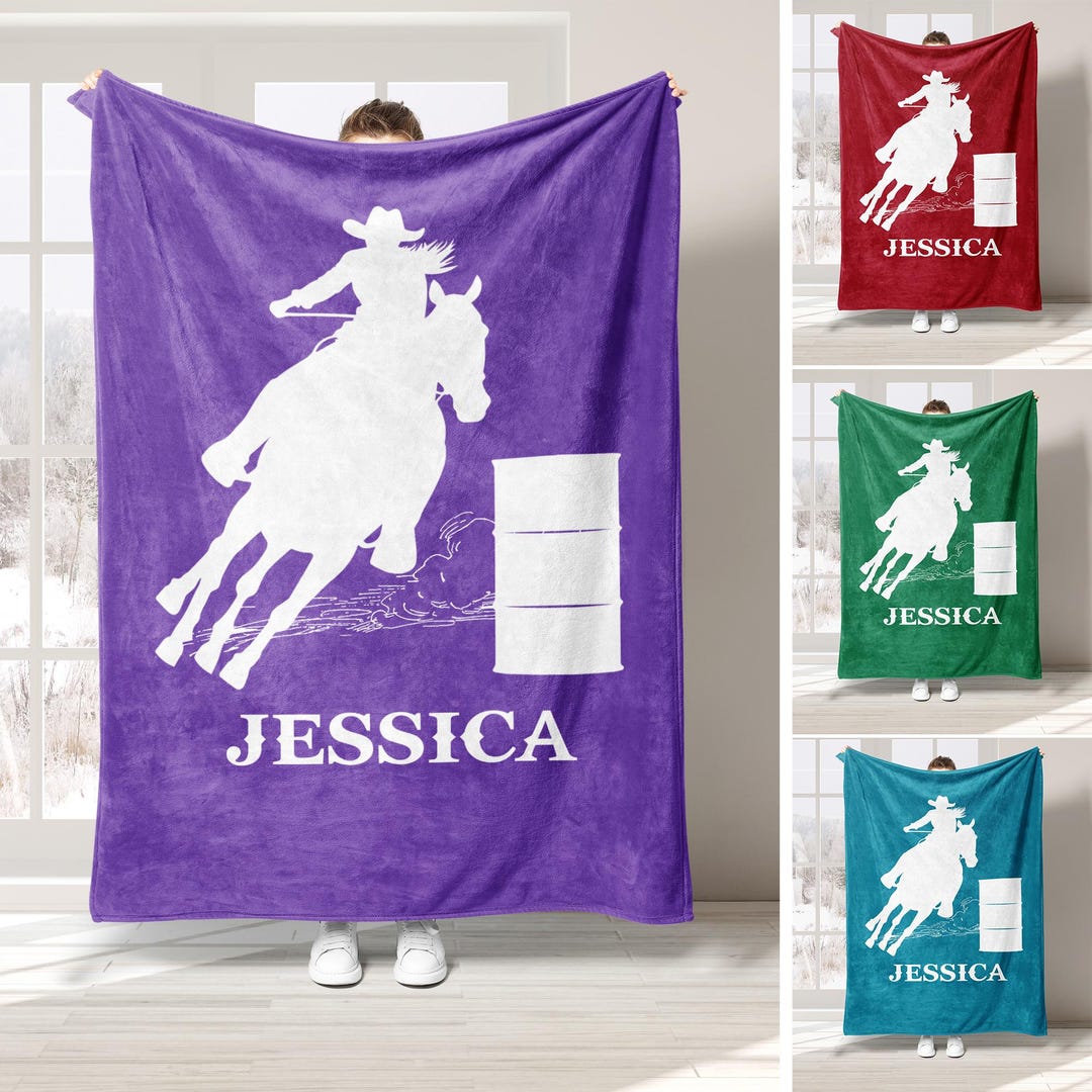 Personalized Barrel Racing Blanket, Custom Name Soft Cozy Sherpa Fleece ...