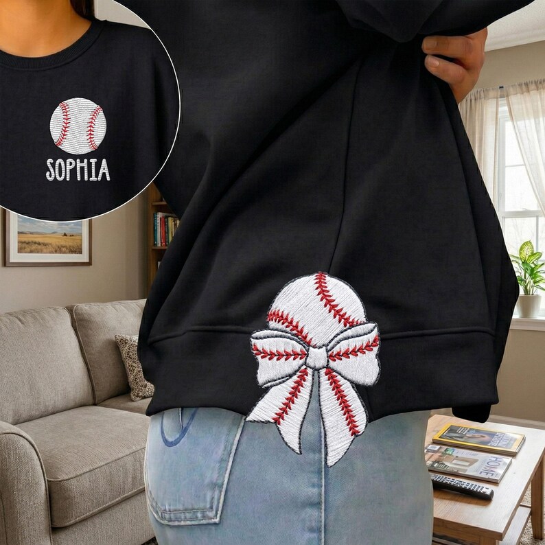 Personalized Sport Side Bow Cut-out Sweatshirt, Custom Name Number ...