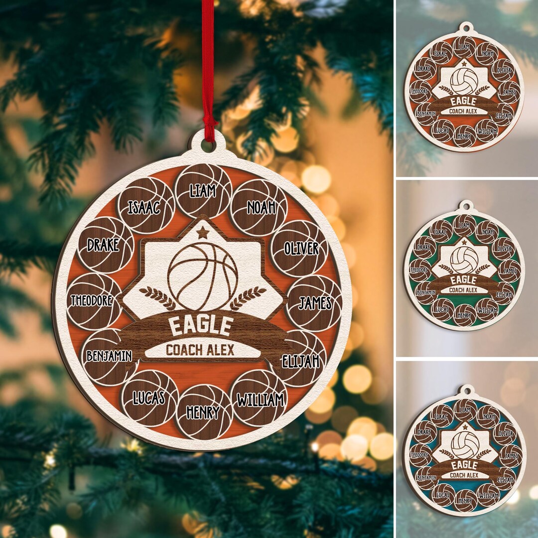 Personalized Basketball Layered Wood Ornament, Custom Basketball ...