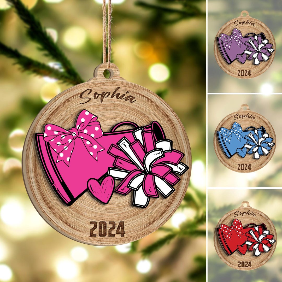 Personalized Cheerleading Layered Wood Ornament, Custom Cheer Christmas ...