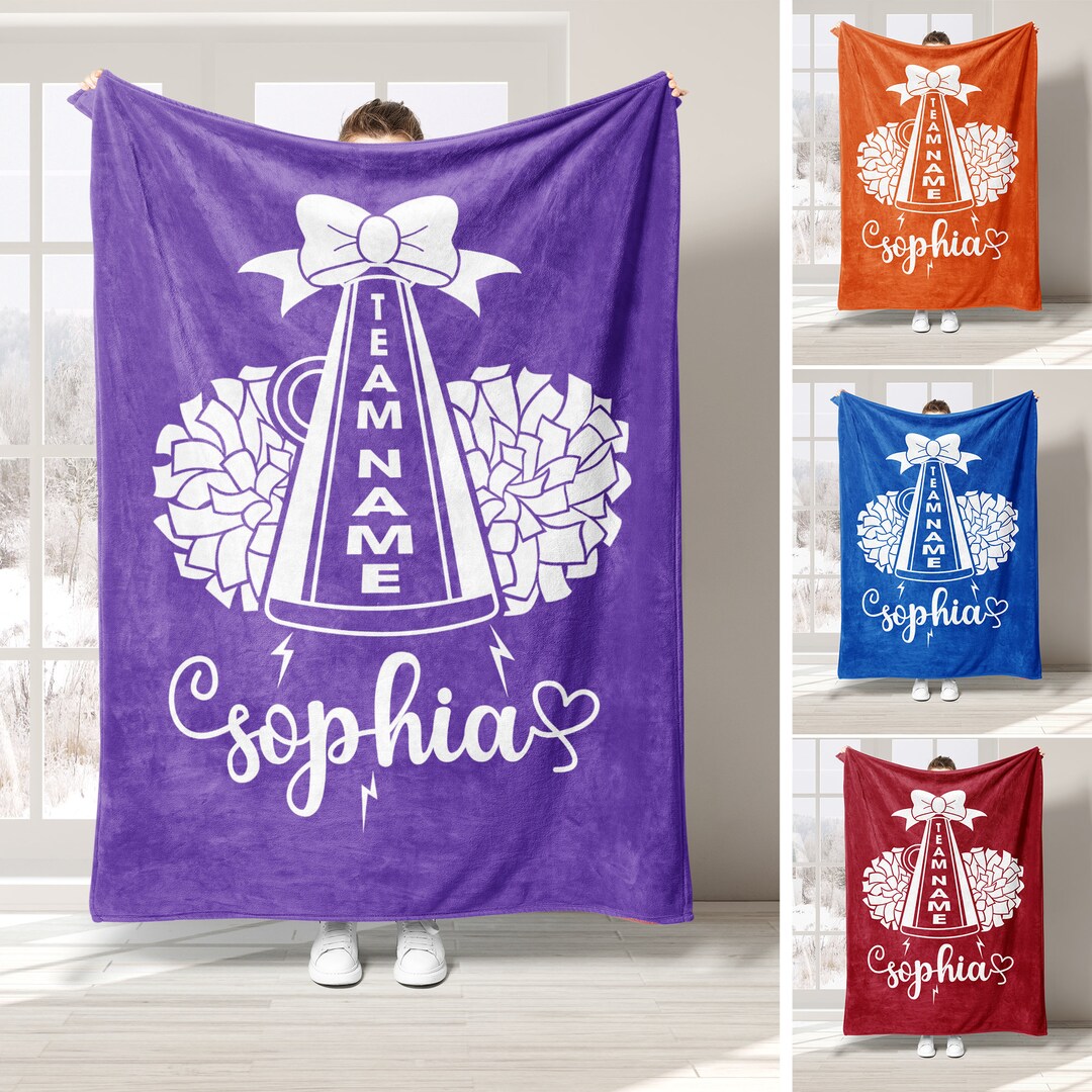 Personalized Cheerleading Blanket, Custom Name Soft Cozy Sherpa Fleece ...