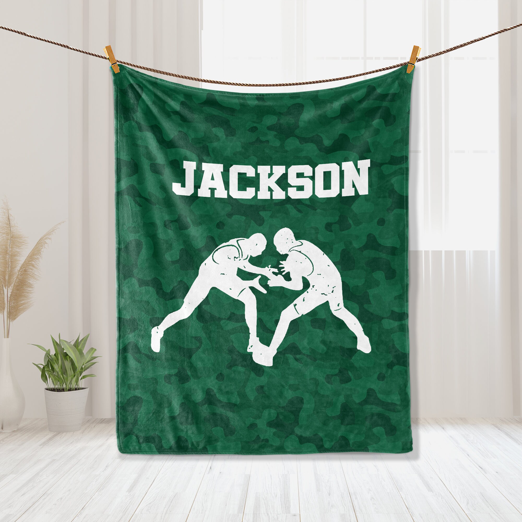 Personalized Wrestling Blanket, Camo Blanket, Custom Name Soft Cozy ...