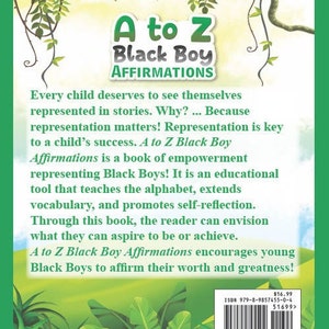 A to Z Black Boy Affirmations | SEL Confidence Book for Kids Ages 0-9 ...