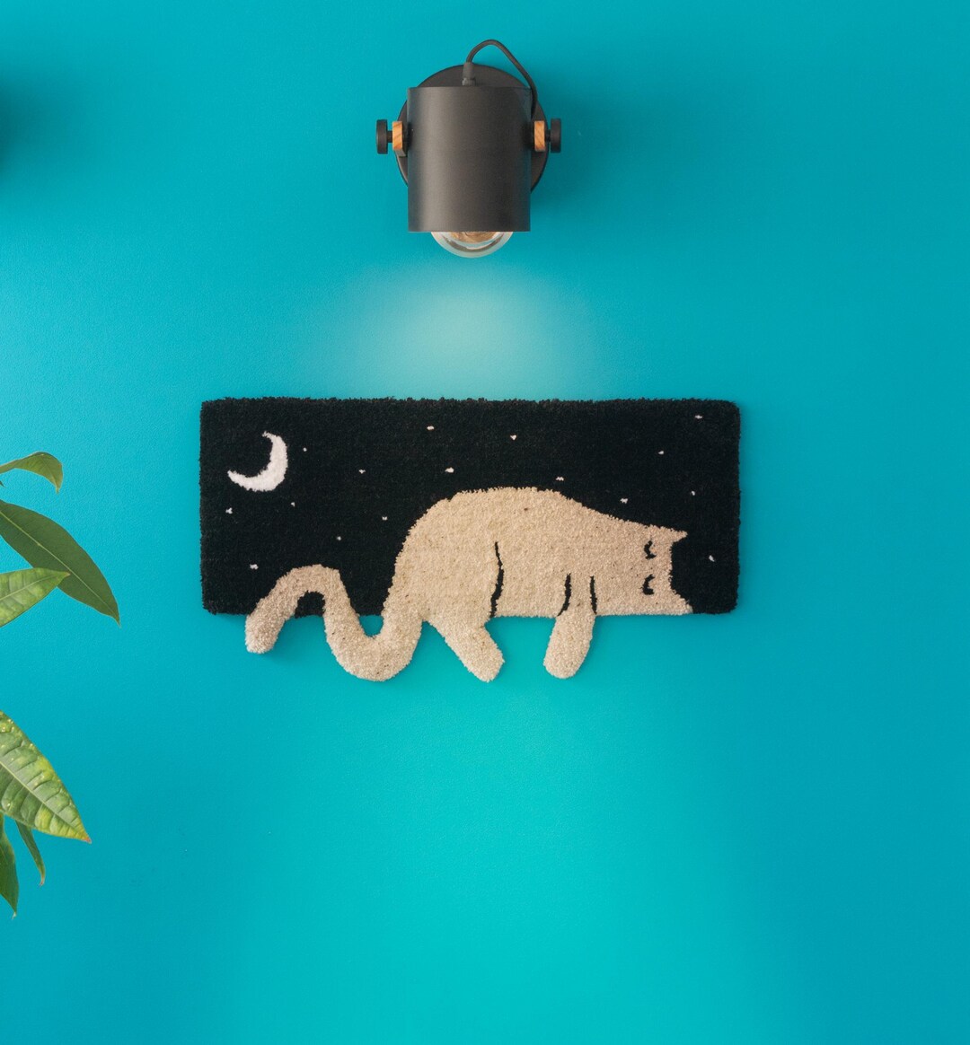 Sleeping Cat Wall Hanging, Rug Wall Art, Home Decoration, Cat-themed ...
