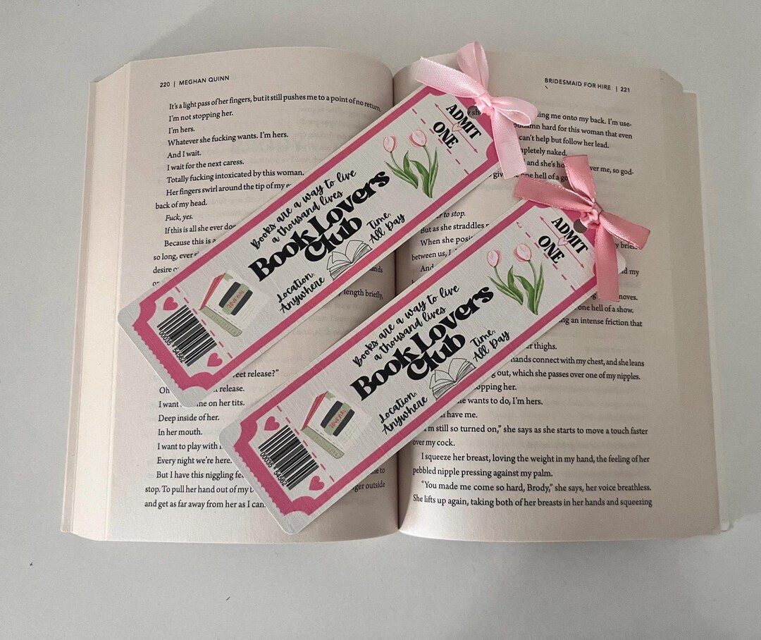 Book Lovers Club Bookmark | Bookmarks | Pink Bookmark Ticket | Book ...