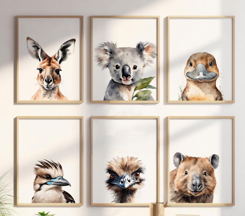 Australian Animal Nursery Prints, Set of 6 Decor, Indigenous ...