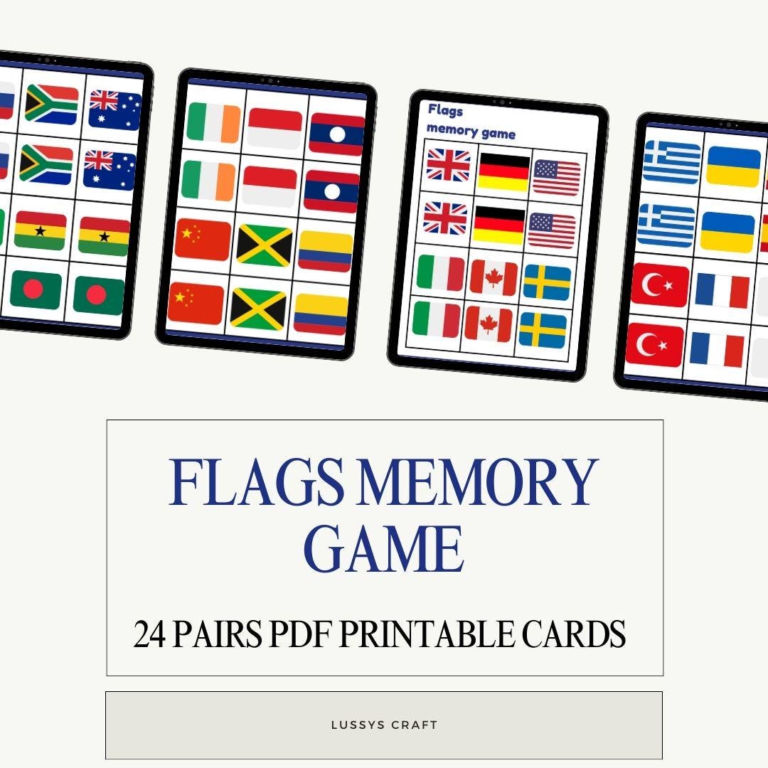 Flags Matching Game: Kids Printable Memory Cards (PDF) - Etsy UK