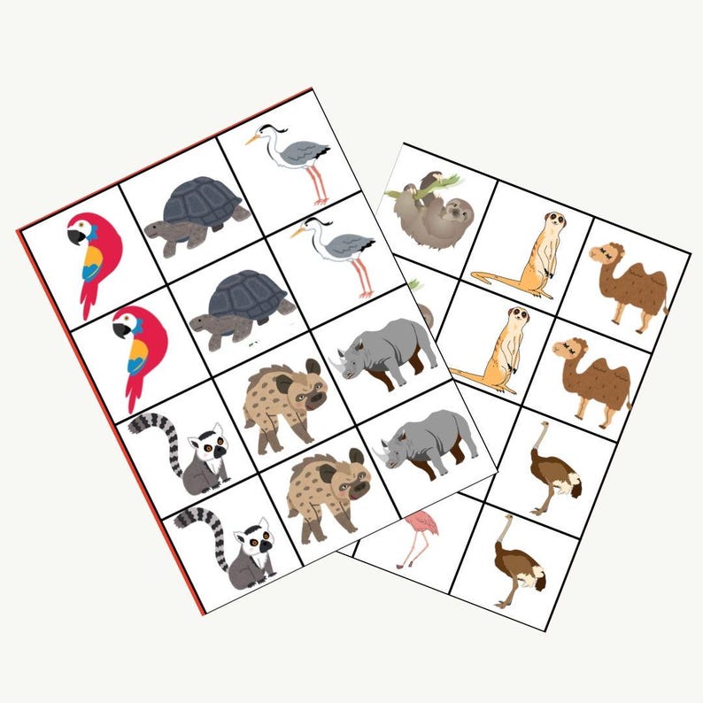 Africa Animals Matching Game: Kids Printable Memory Cards (PDF) - Etsy