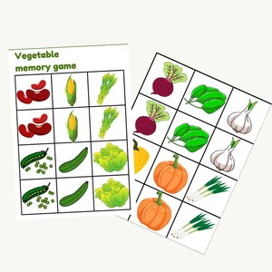 Vegetable Memory Game: Kids Matching Activity (PDF Printable) - Etsy