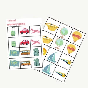 Travel Matching Game: Kids Memory Cards (printable PDF) - Etsy