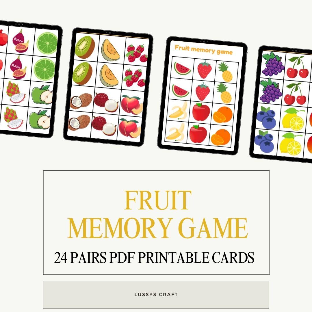 Fruit Matching Game, Printable Fruit Memory Game,fruit Matching Game ...