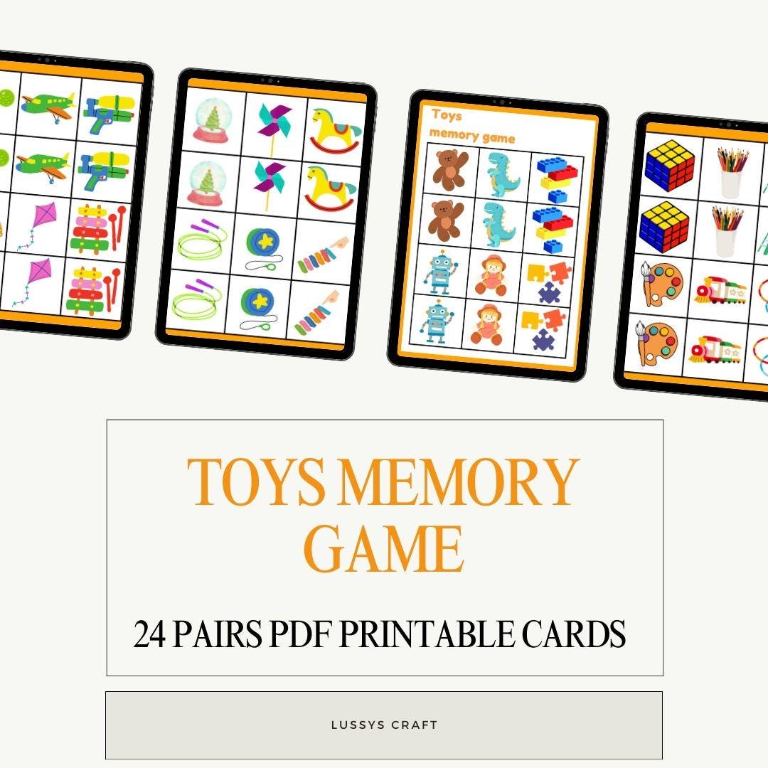 Toys Matching Game, Printable Toys Memory Game, Toys Matching Game ...