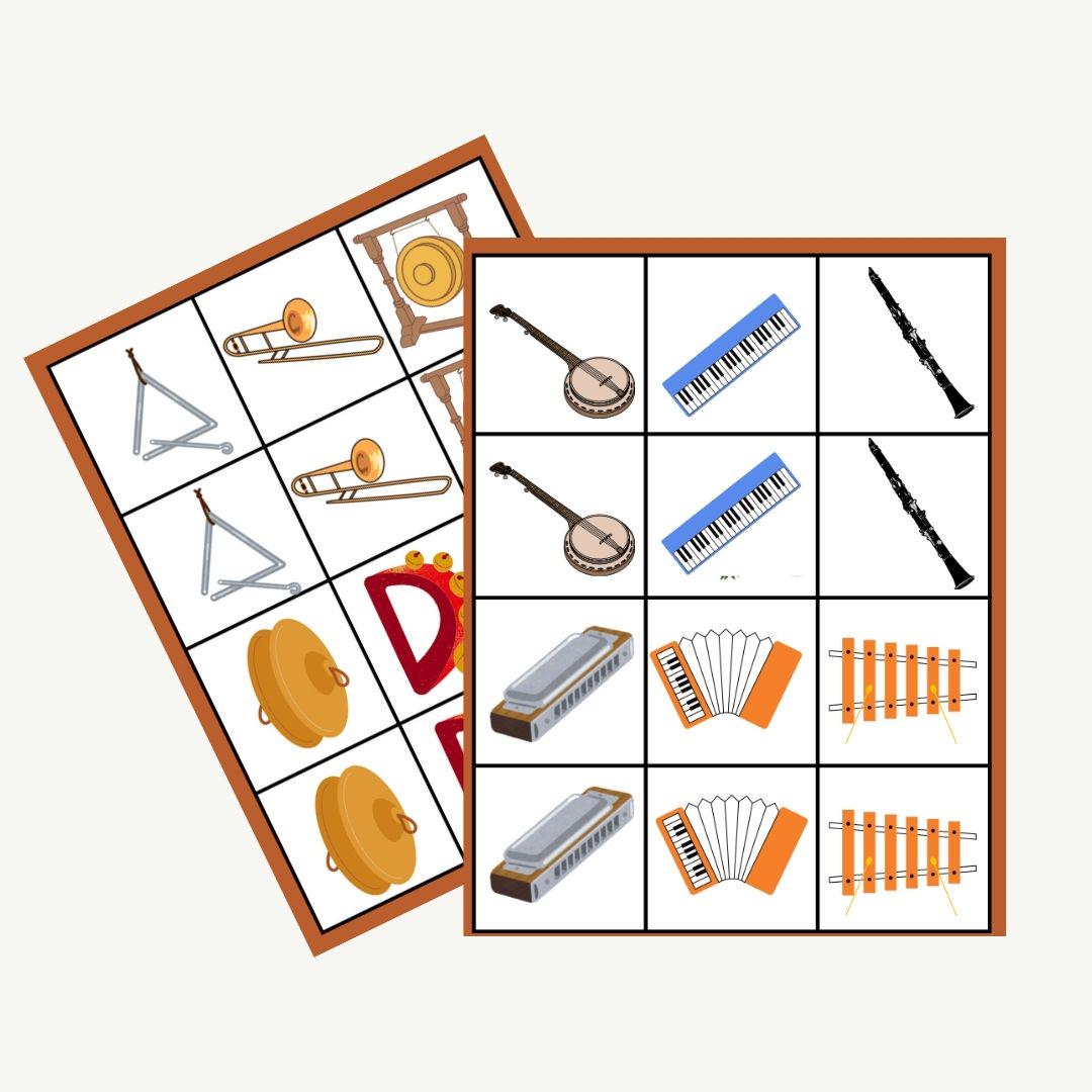 Music Instruments Matching Game: Kids Activity Cards (PDF Printable) - Etsy