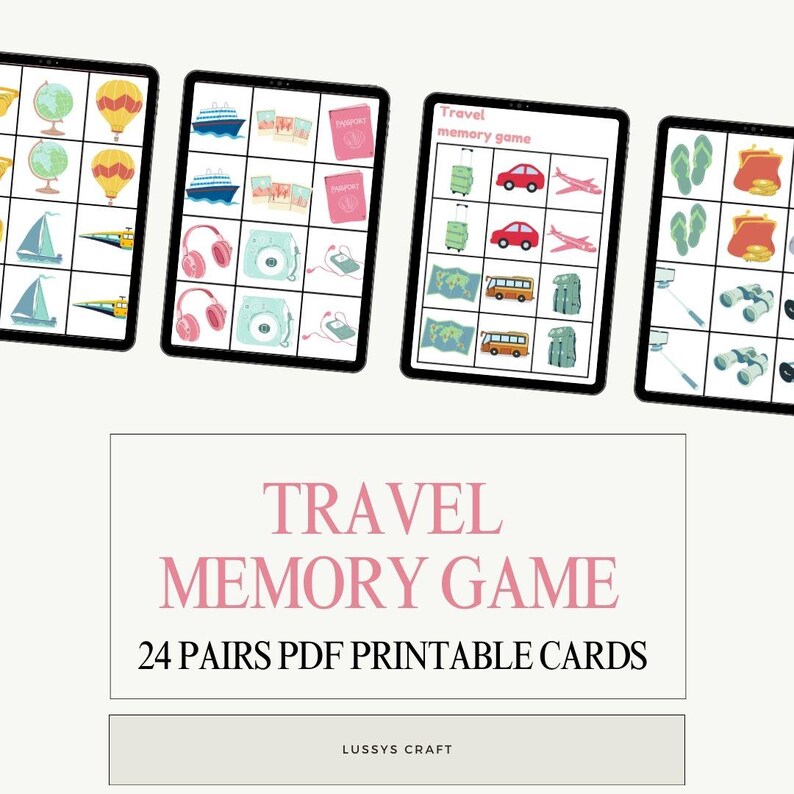 Travel Matching Game: Kids Memory Cards (printable PDF) - Etsy