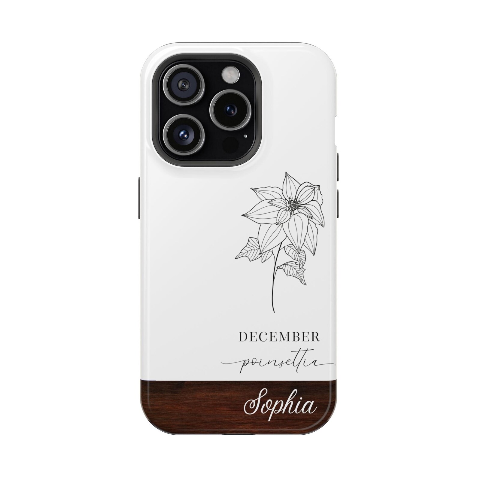 Personalized Birth Flower iPhone Magnetic Tough Case (L) for 15, 14, 13 ...