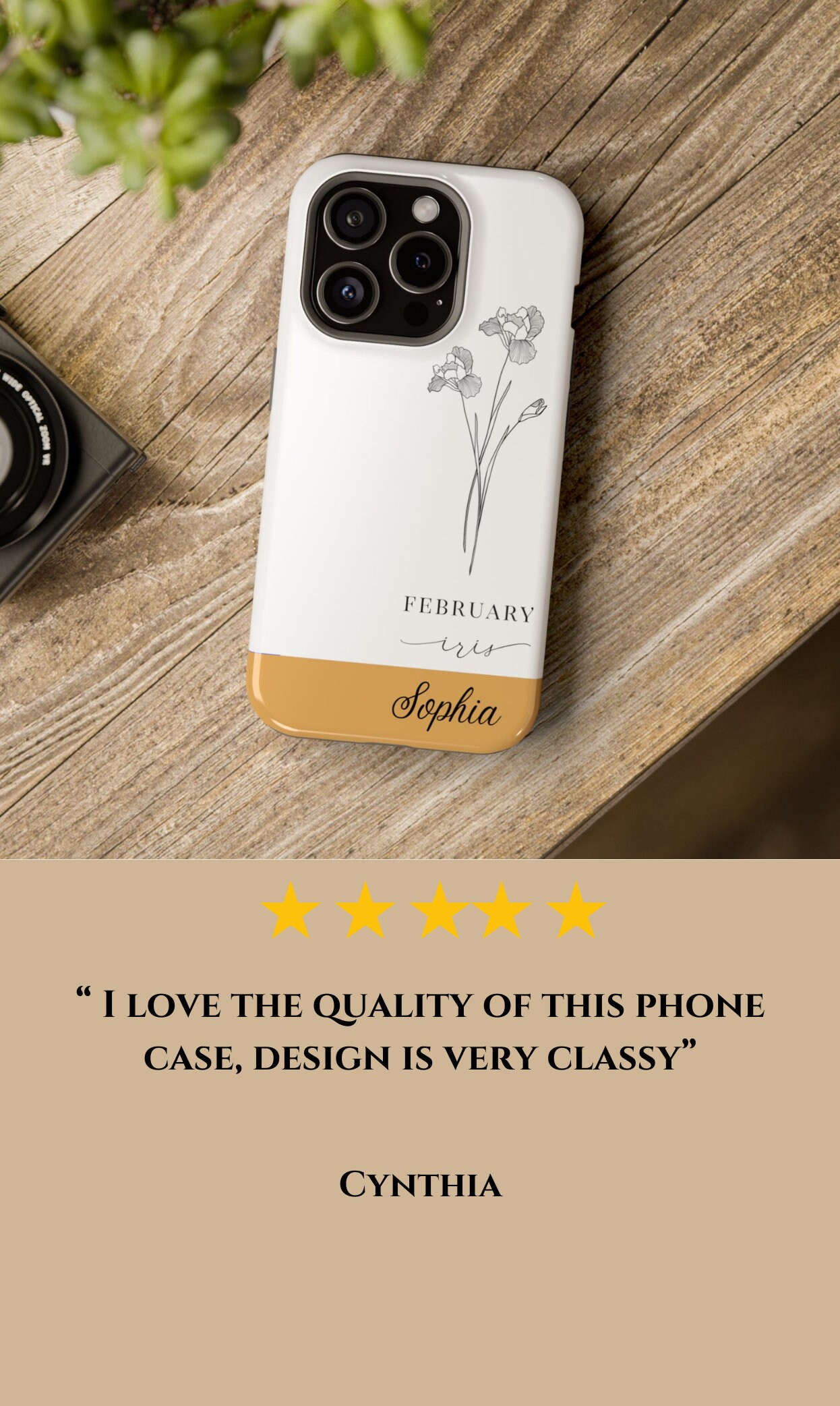 Personalized Birth Flower iPhone Magnetic Tough Case (L) for 15, 14, 13 ...