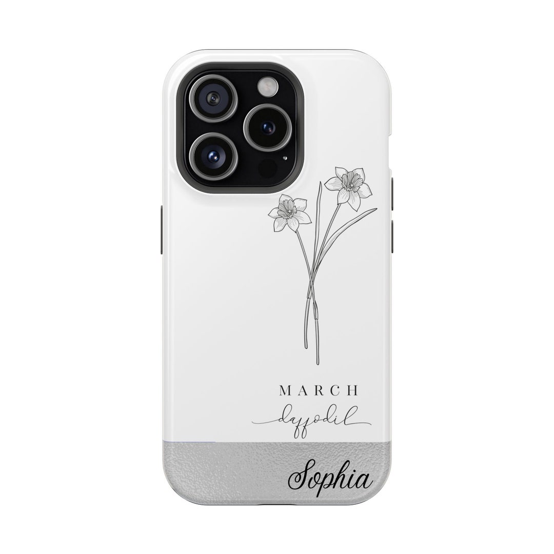 Personalized Birth Flower iPhone Magnetic Tough Case (C) for 15, 14, 13 ...