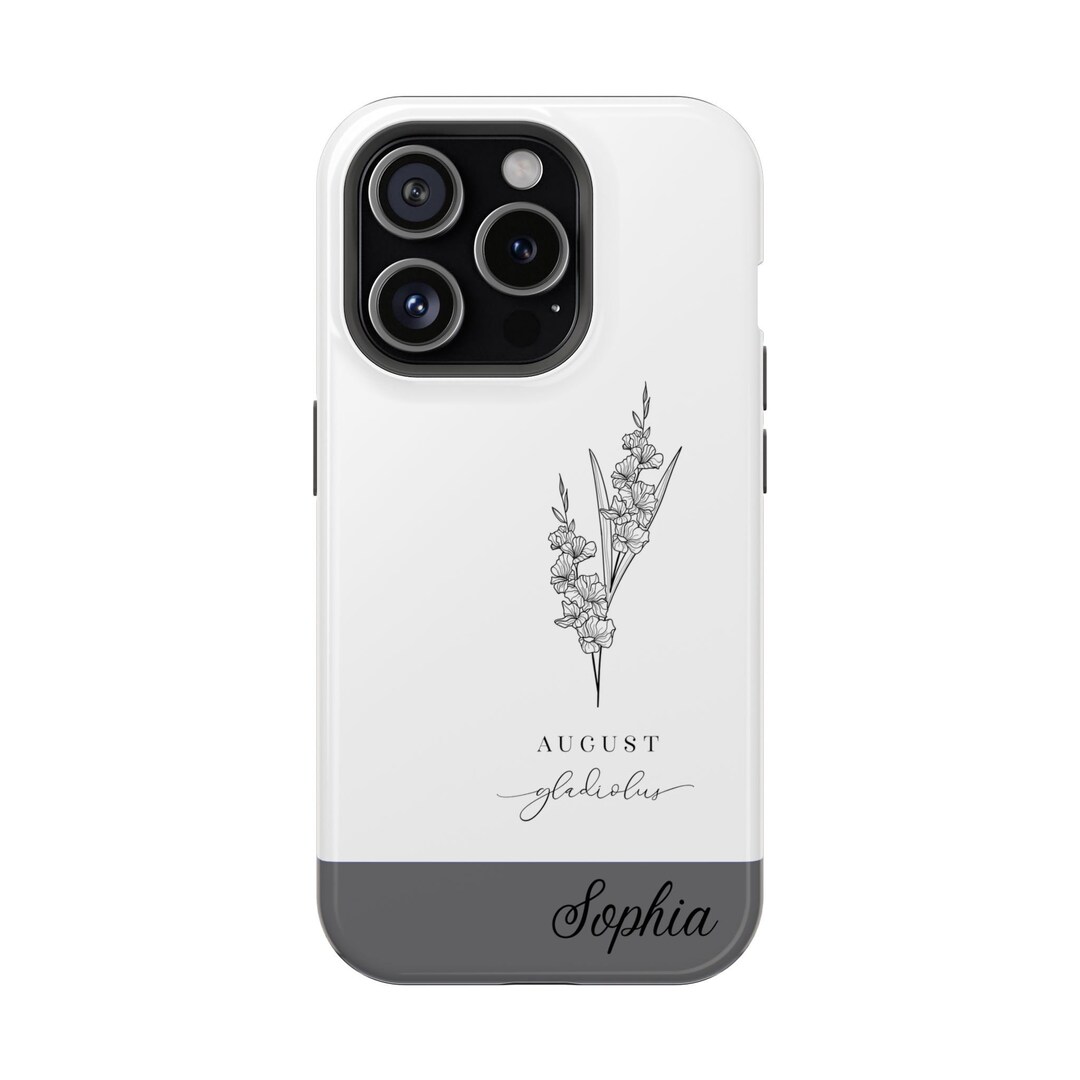 Personalized Birth Flower iPhone Magnetic Tough Case (H) for 15, 14, 13 ...