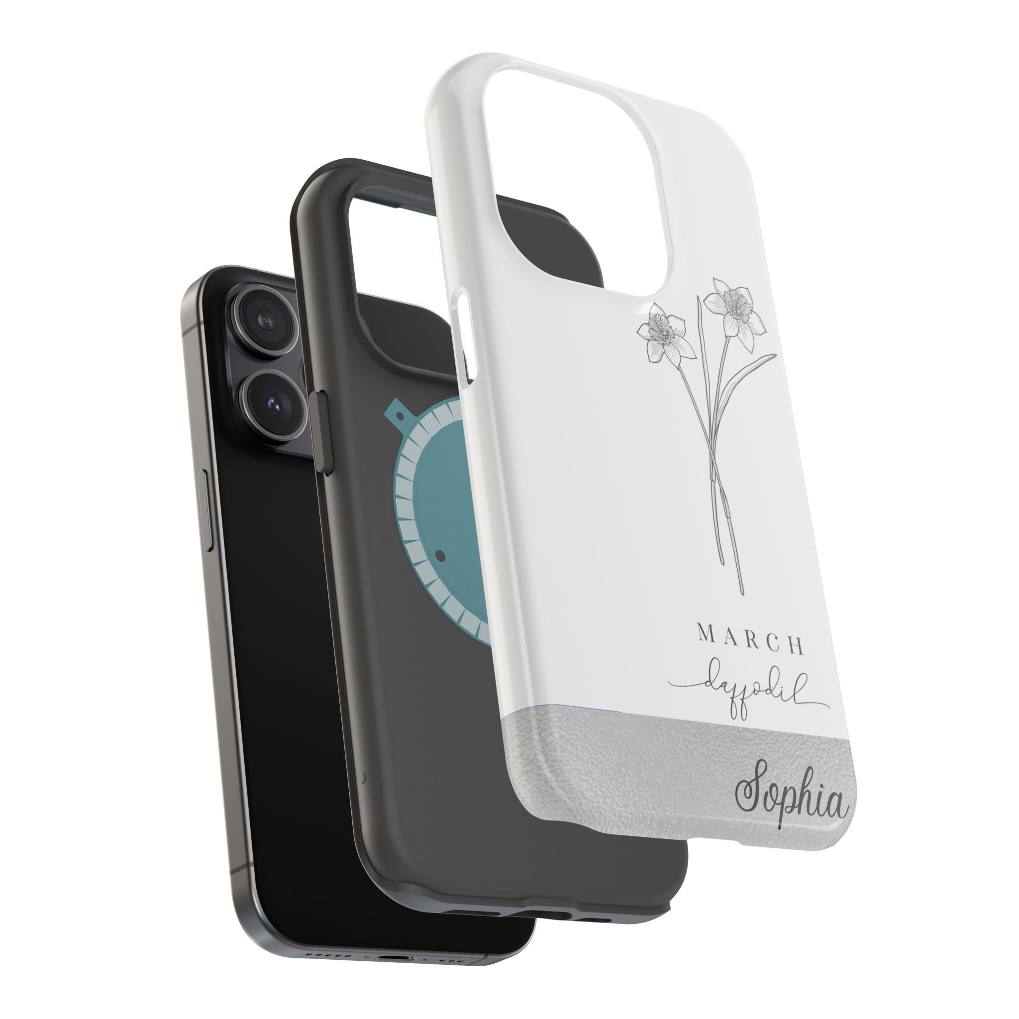 Personalized Birth Flower iPhone Magnetic Tough Case (L) for 15, 14, 13 ...