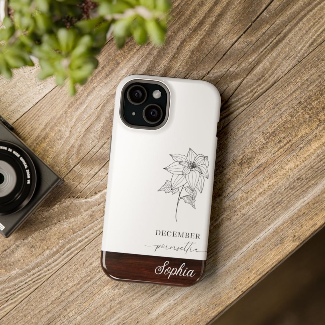 Personalized Birth Flower iPhone Magnetic Tough Case (L) for 15, 14, 13 ...