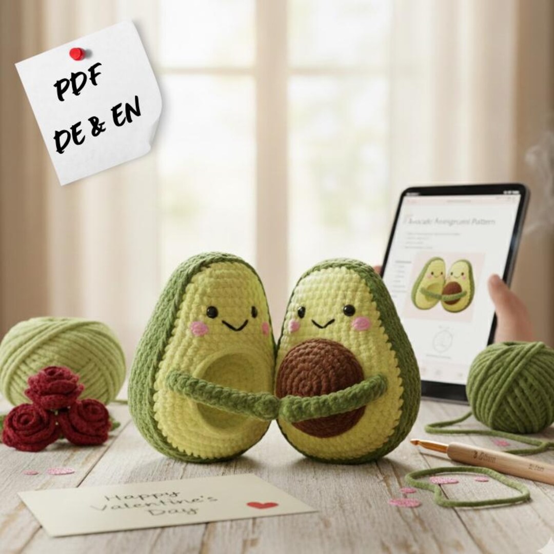 Crochet Pattern Hugging Avocados - Valentine's Day Gift - Hugging ...