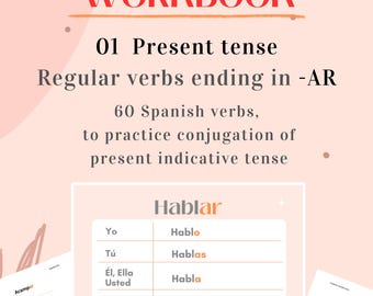 01 Present Tense AR Conjugation. Worksheets Printable PDF. Spanish ...