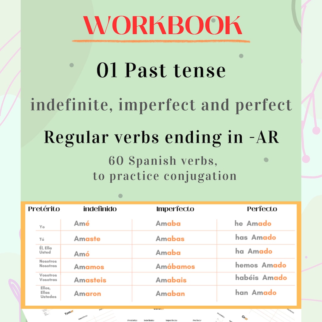 01 Spanish Workbook – Preterite Tense AR. Regular Verb Conjugation | 60 ...