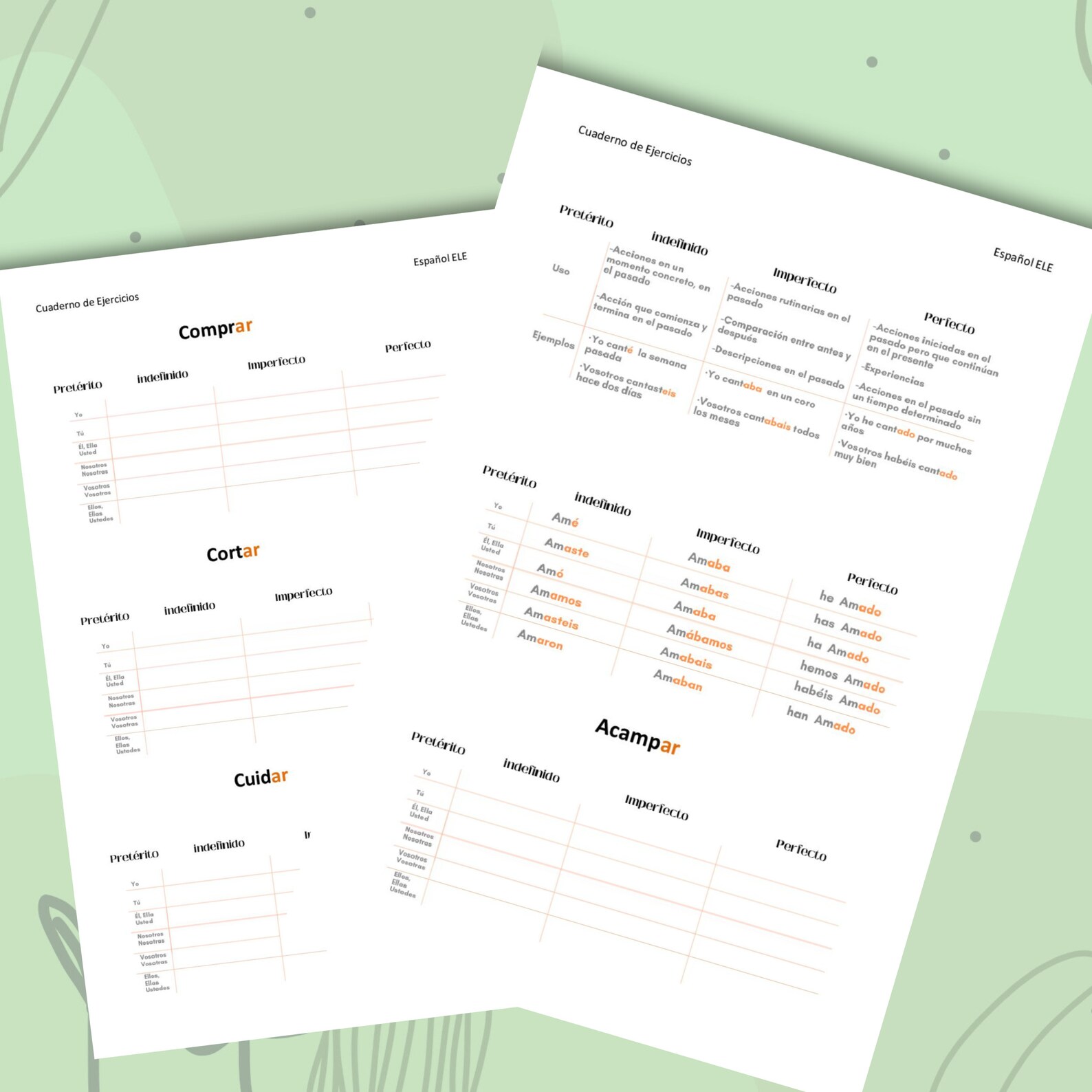 Spanish Workbook-past Tense-regular Verbs Ending in –AR. 60 Verbs to ...