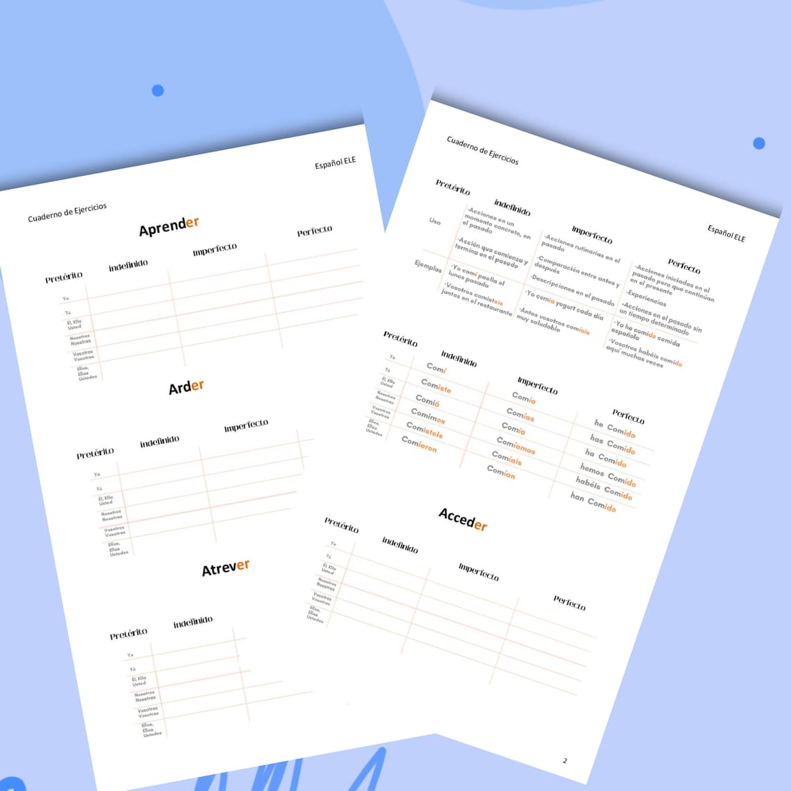 Workbook. 39 Spanish Verbs, to Practice Conjugation in Past Tense ...