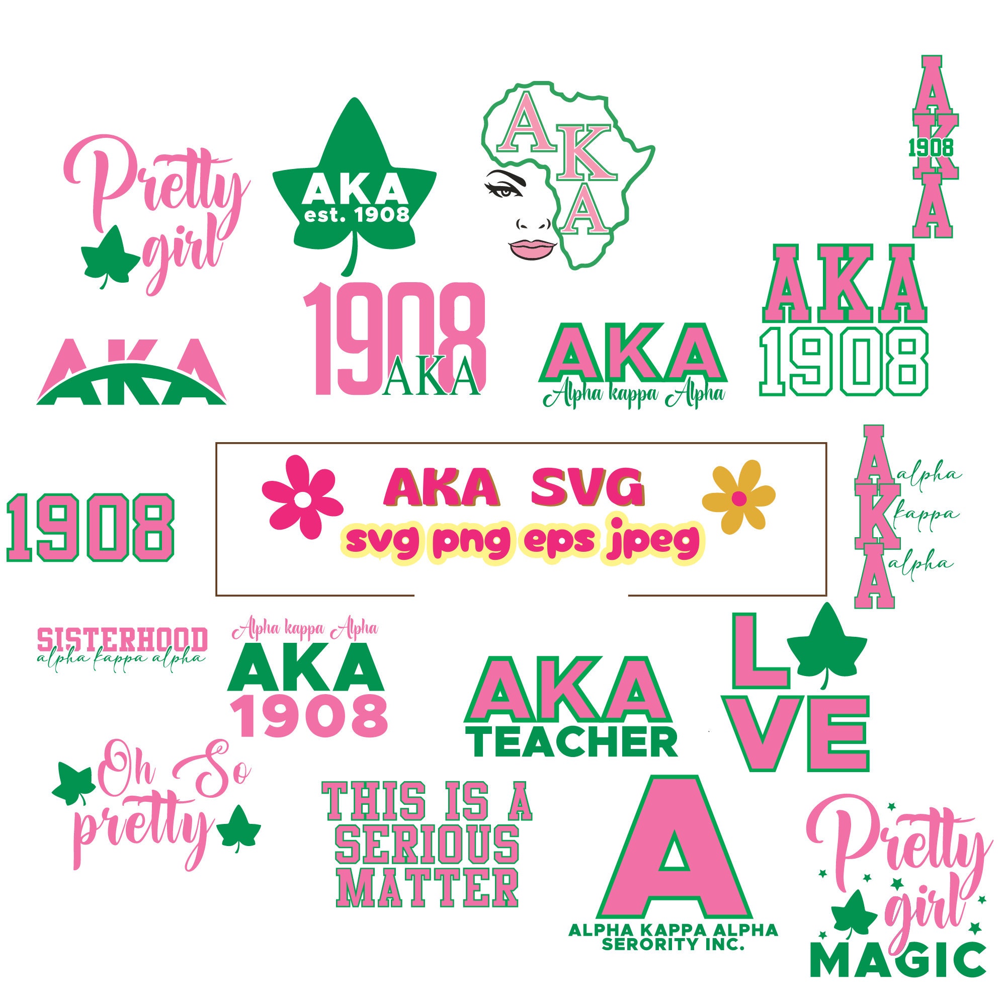 AKA Svg, Alpha Kappa Alpha Sorority Svg, Greek Letters PNG, Greek Svg ...