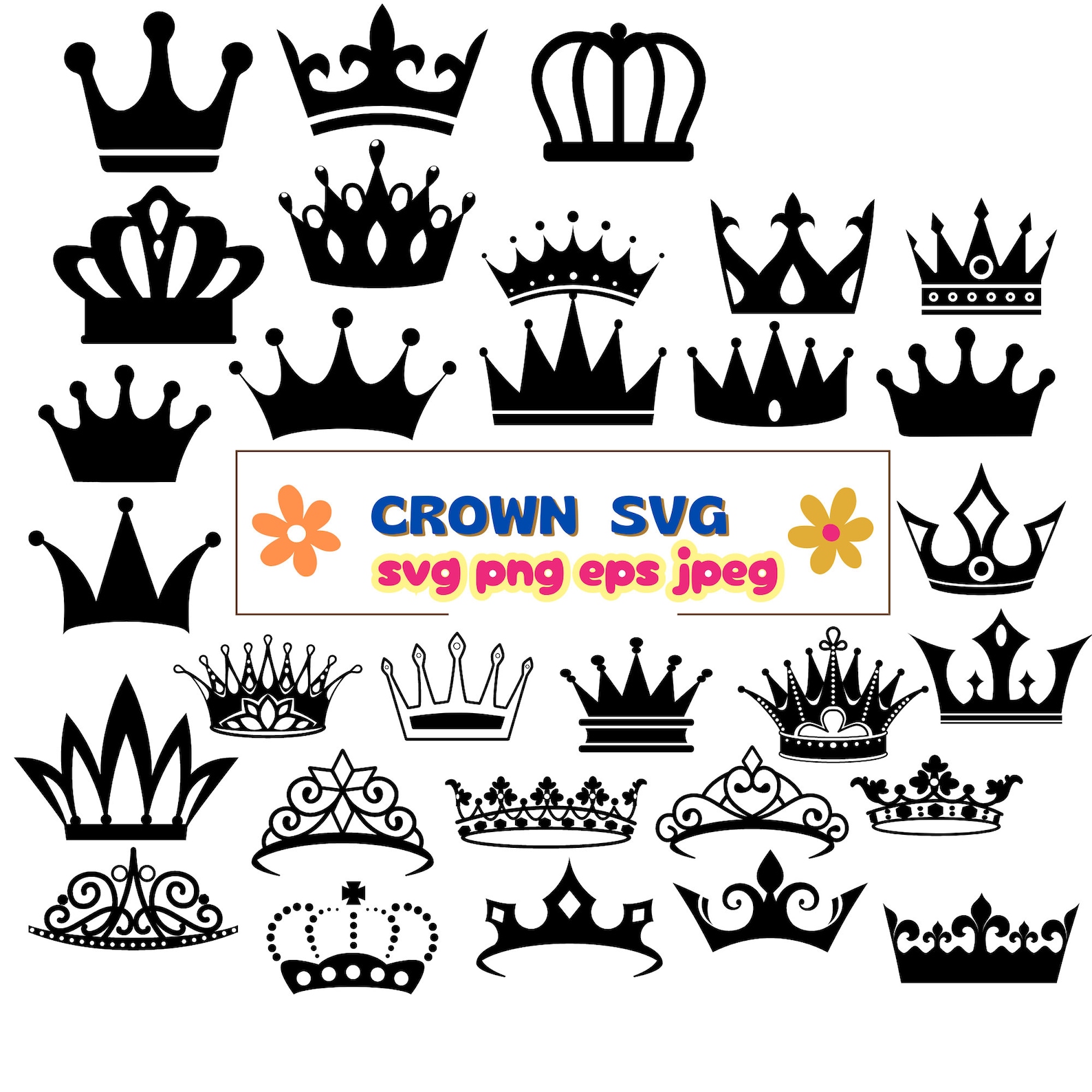 Crown Svg Bundle,crown Png Bundle,royal Crown Svg,princess Tiara Svg ...