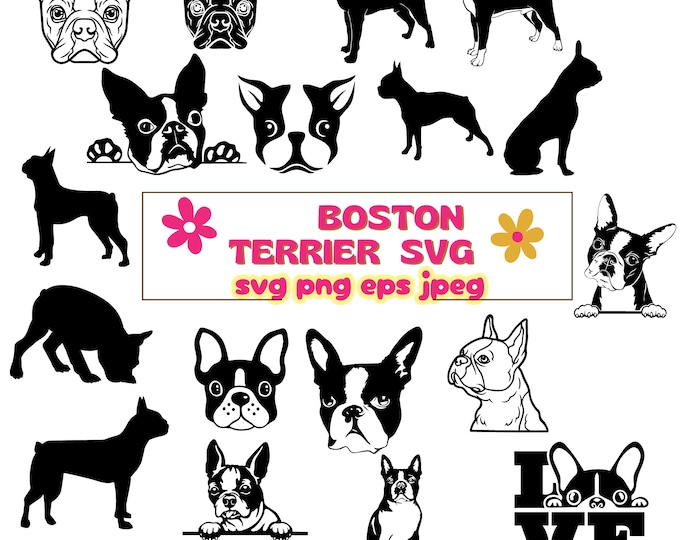Boston Terrier SVG Bundle, Boston Terrier for Cricut Silhouette ...