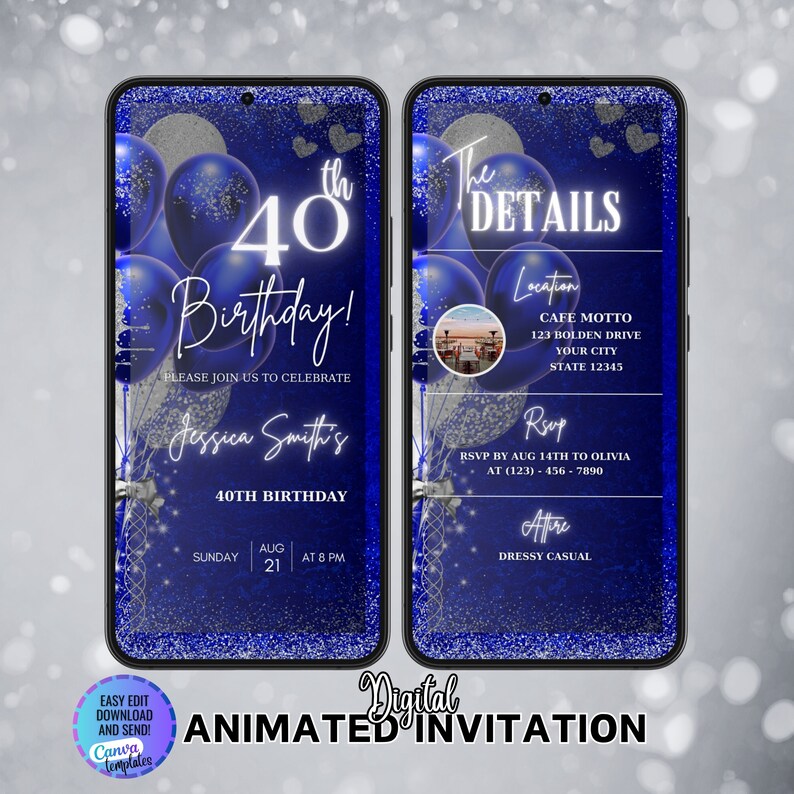 40th Birthday Party Invitation, Forty Women Men Birthday, Digital ...